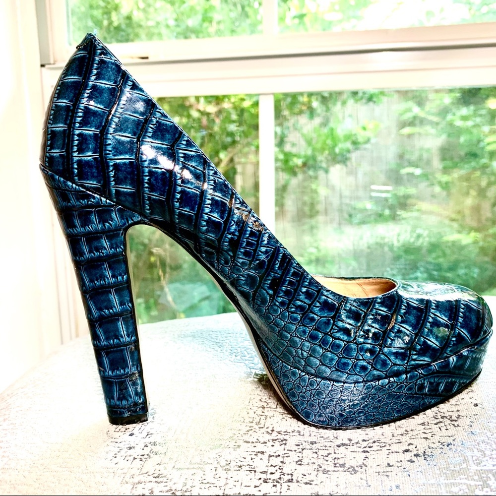 Y2k Retro Bcbg Generation Jodie Blue Croc Platform He… - Gem